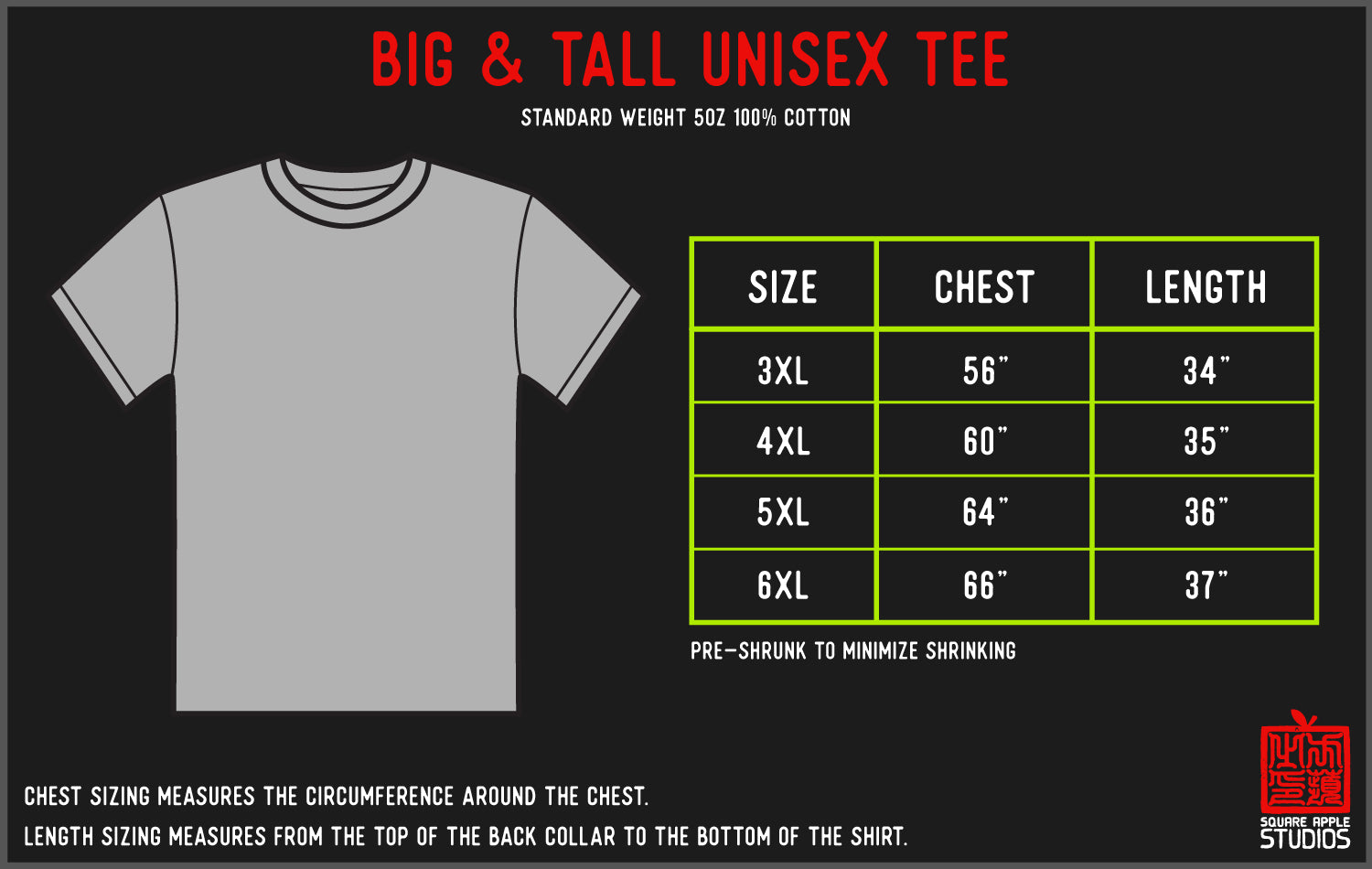 Sizing Chart – Square Apple Studios